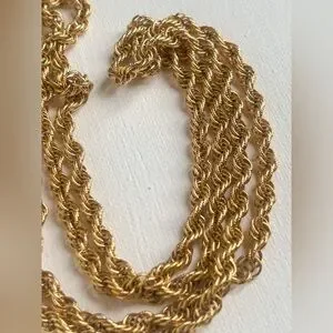 Vintage | Jewelry | Vintage Gold Tone Rope Chain Necklace 48 Long ...